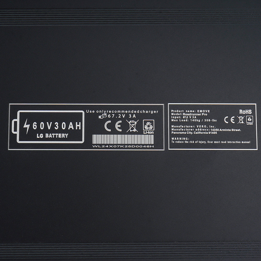 Home 60V 30Ah Battery for EMOVE Roadrunner Pro